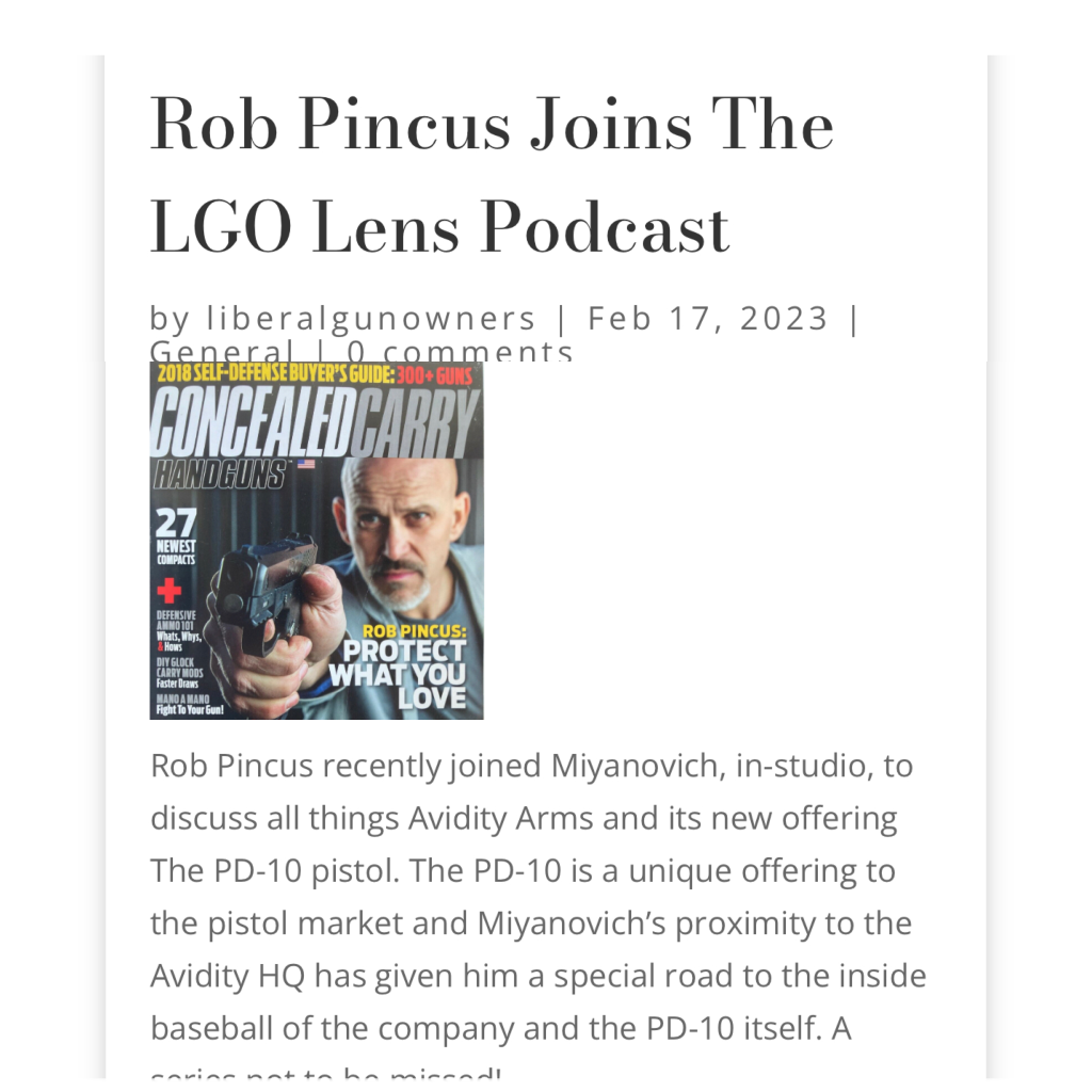 Rob Pincus talks PD10 on the LGO Lens - Avidity Arms