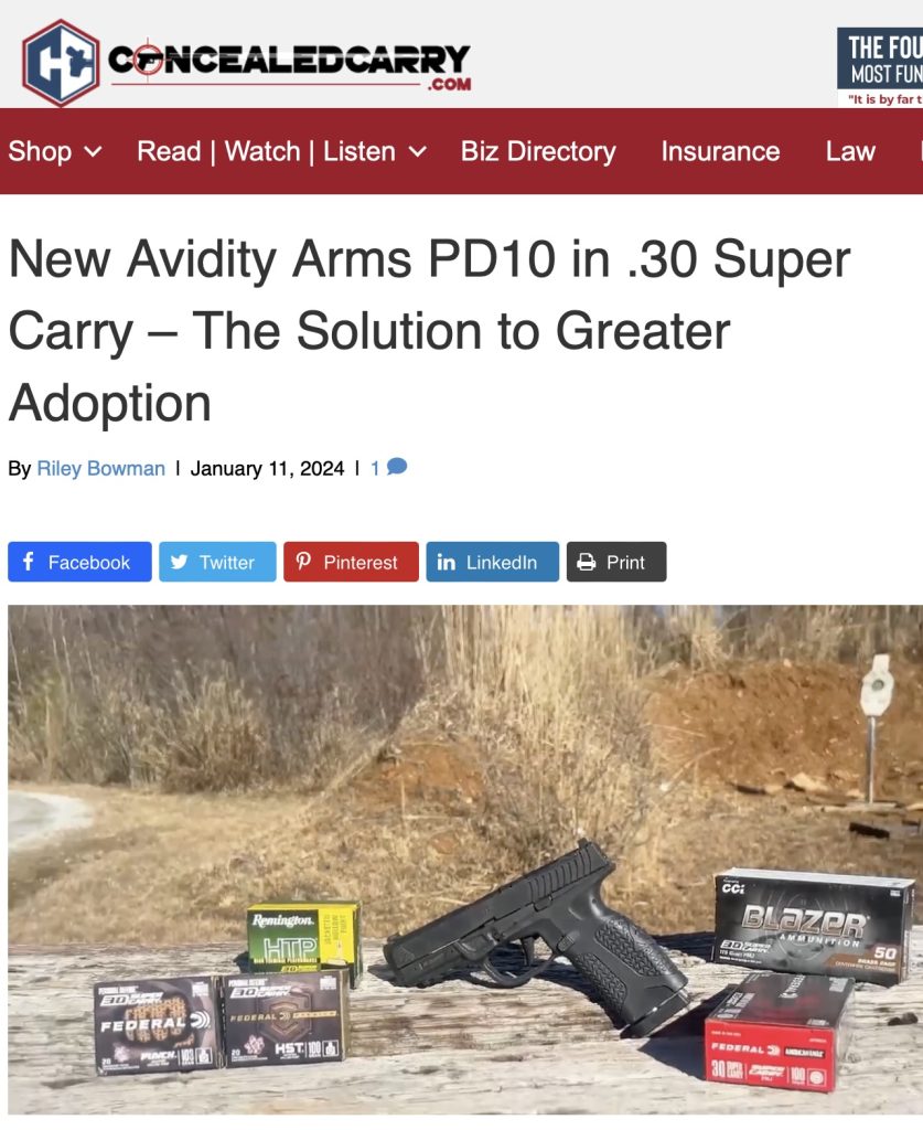 30SC PD10: ConcealedCarry.com Comments - Avidity Arms