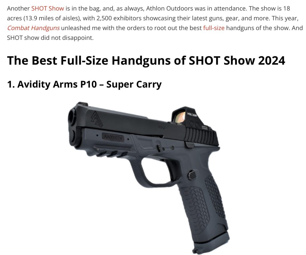 One of the Best Handguns at SHOT Show 2024! - Avidity Arms